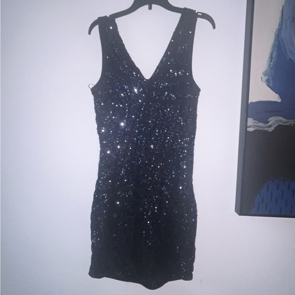 Dresses | Deep Blue Sequin Embellished Sleeveless Mini Dress | Poshmark